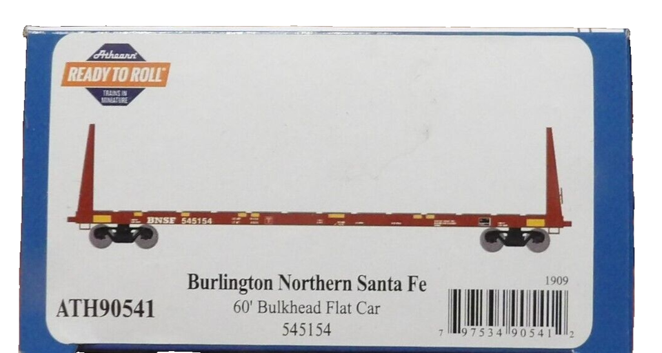 HO Scale Athearn 90541 BNSF 545154 60' Bulkhead Flat Car | eBay