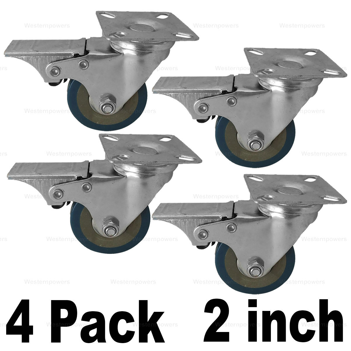4 Pack 2'' Heavy Duty Swivel Wheel PVC Plate Caster Wheels with Lock ...