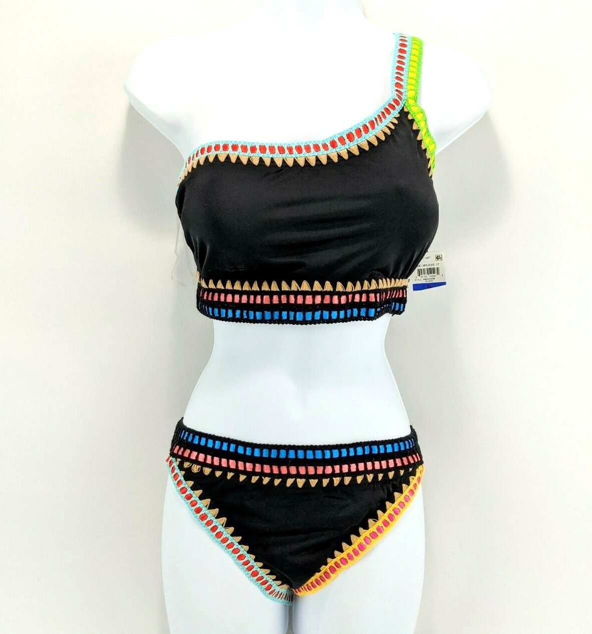 Bar III Womens Sz XL Black Bikini Be Weave It One shoulder #8mbgg81m ...