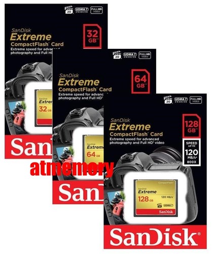 Sandisk Extreme 32GB 64GB 128GB CF Card Compact Flash 120MB/s 800x UDMA ...