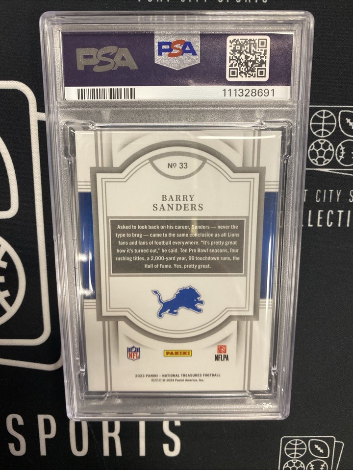 2023 Panini National Treasures Barry Sanders Midnight /20 PSA 8 | eBay