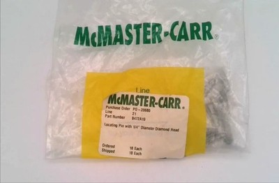 MCMASTER-CARR 8472A19 PIN (LOT OF 2) | eBay