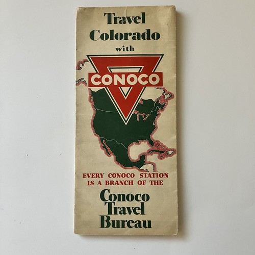 Road Map Conoco Oil & Gas Service Station Travel Bureau Colorado 1936 ...