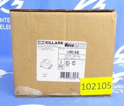NIB HUBBELL BACK BOX VRC46 60A SIZE 1 1/4" KILLARK VERSAMATE CONDUIT ...