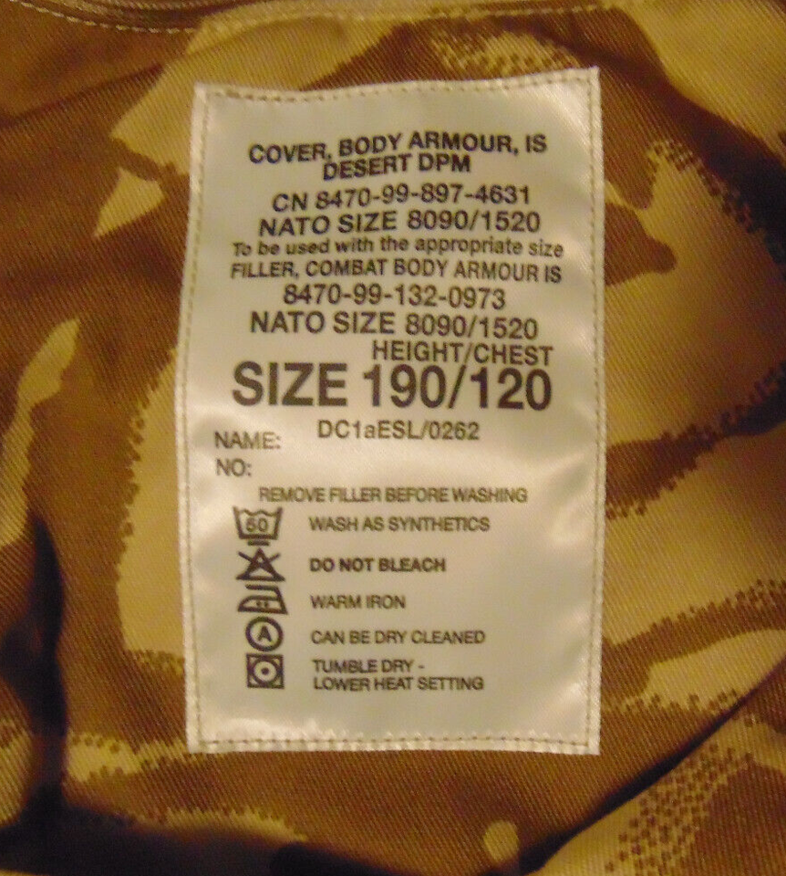 British Military Desert Camo Body Armour Cover, XL-XXL, NOS cond., free ...