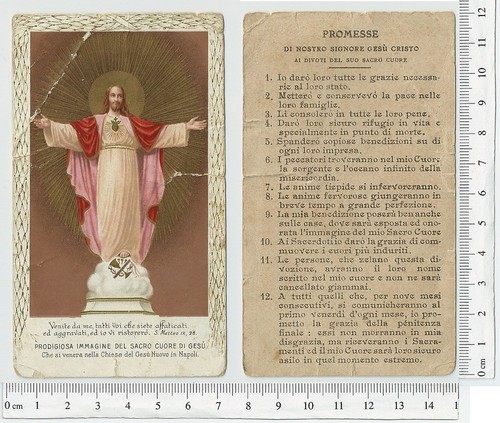 Prodigious Image Of Sacred Heart of Jesus Of Napoli - With Promise | eBay