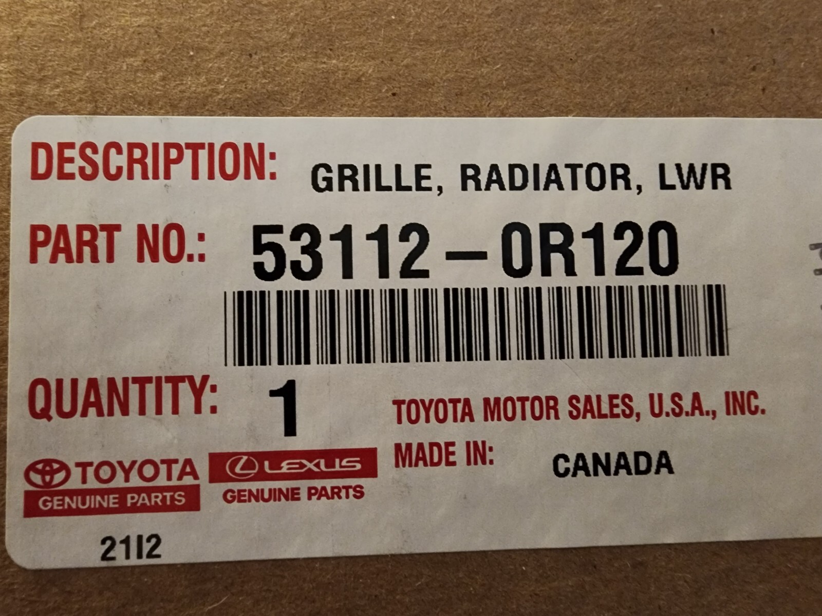 2019 2021 TOYOTA Rav 4 LOWER RADIATOR BUMPER GRILLE OEM 53112-0R120 ...