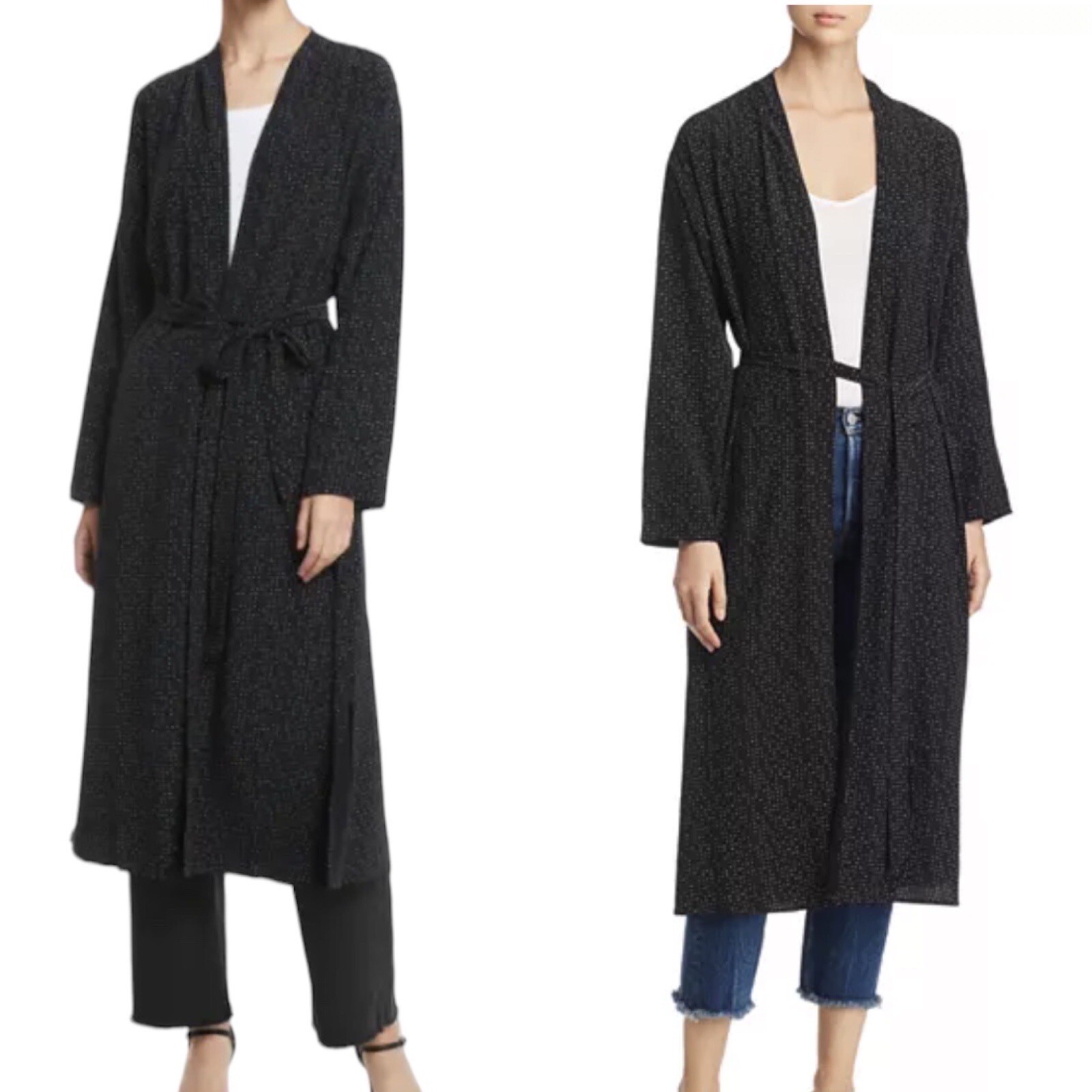 Eileen Fisher Black White Morse Code Print Long Sleev… - Gem