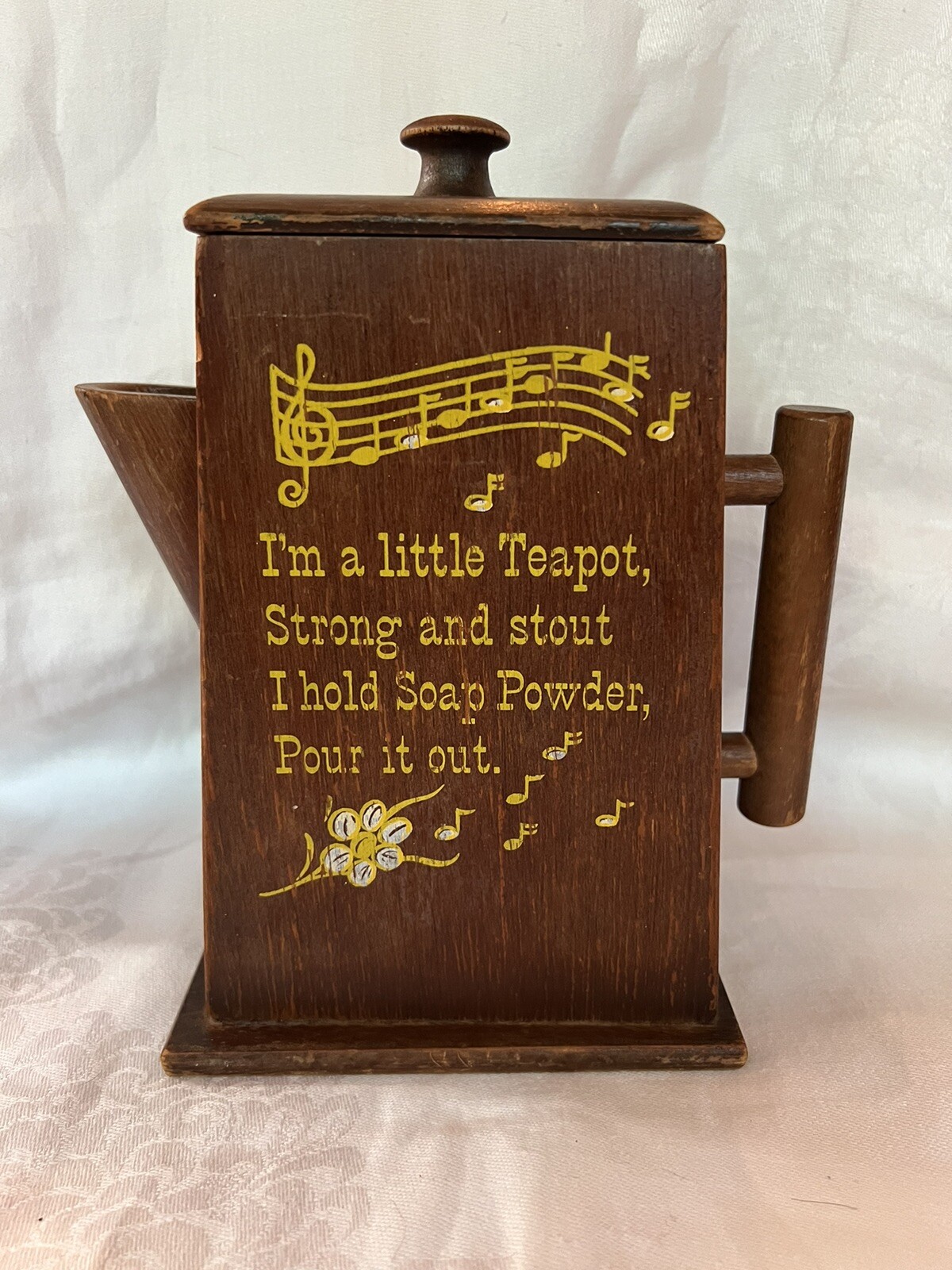 Vintage Wooden Laundry Powdered Soap Teapot Shape Holder. | eBay