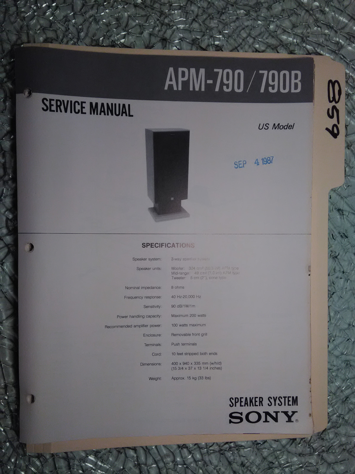 Sony apm-790 b service manual original repair book stereo speakers 2 ...