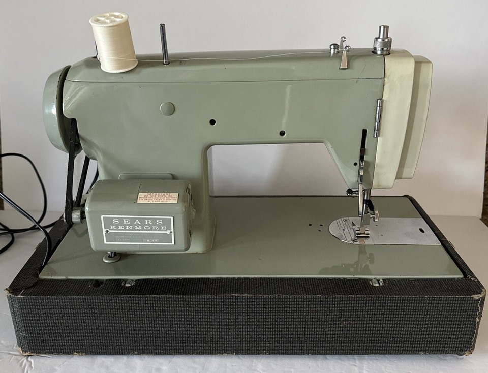 Sears Kenmore Sewing Machine 2142 Avocado w Pedal & Carrying Case ...