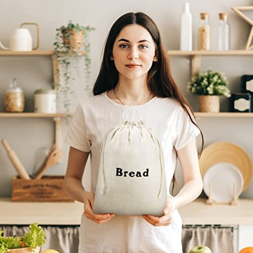 Linen Bread Bags (Packs) Burlap Reusable Drawstring Bread Bags 12 x 15 ...