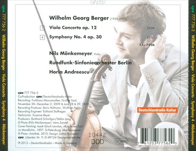 NILS MÖNKEMEYER WILHELM GEORG BERGER: VIOLA CONCERTO; SYMPHONY NO. 4 ...