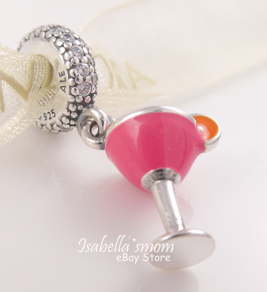 FRUITY COCKTAIL Genuine PANDORA Silver/Pink Enamel NIGHT OUT Dangle ...