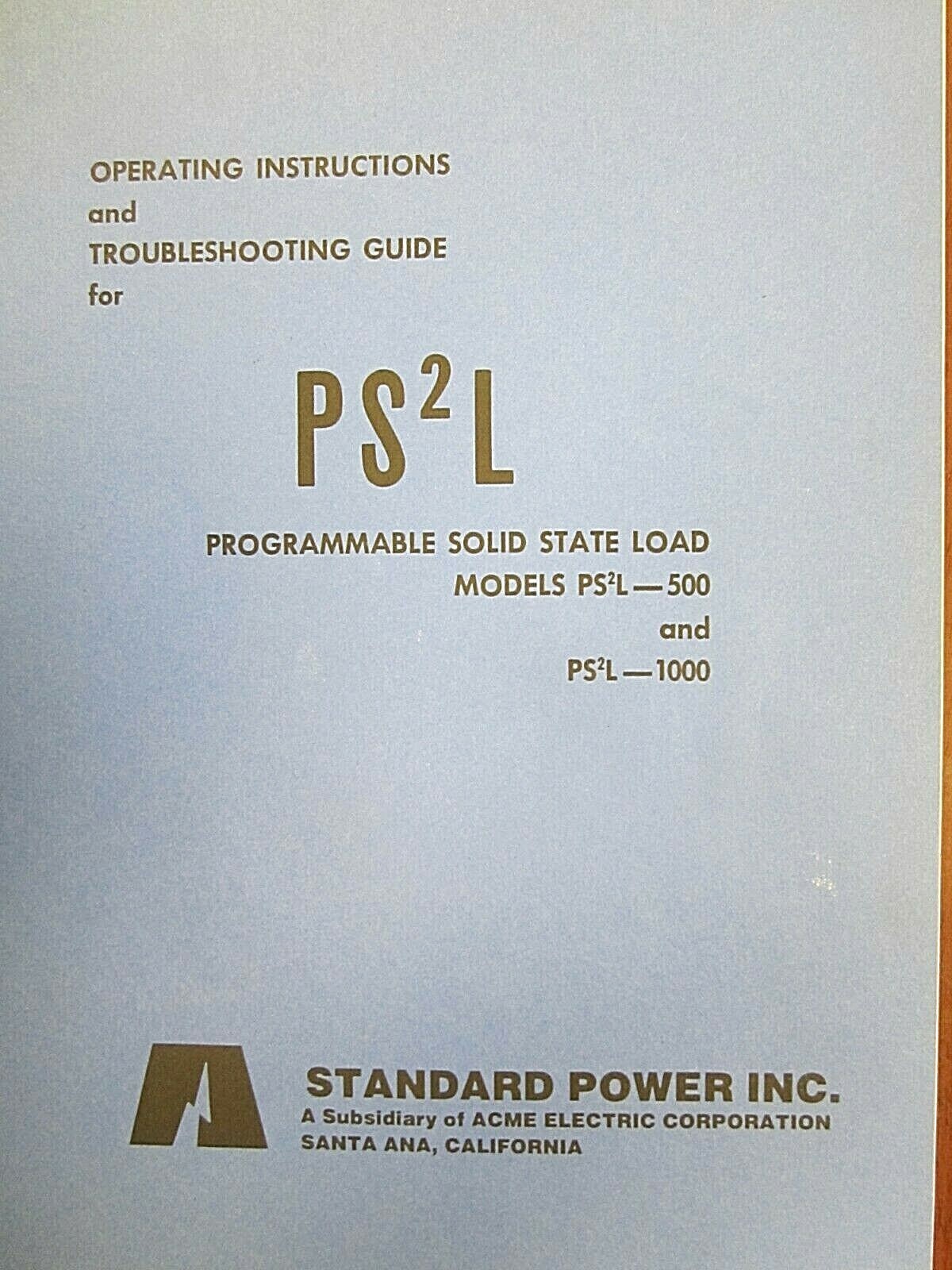 Standard Power Programmable Solid State Load Models PS2L-500 & PS2L ...