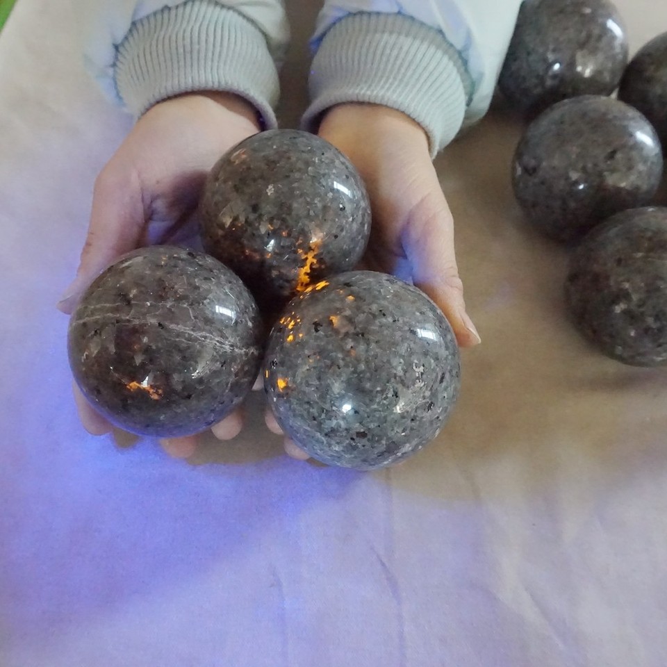 10.7LB 10Pcs Yooperlite Fire Stone Crystal Ball Flashing Flame Under ...