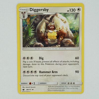 Diggersby 88/111 Uncommon Sun & Moon: Crimson Invasion Pokemon Card | eBay