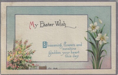 Vintage Postcard Best Easter Wishes Poem Flowers Lilies | eBay