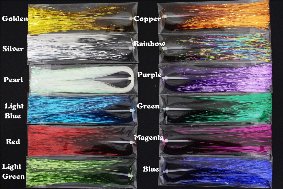 12 Colors 0.3mm Flashabou Tinsel Flat Mylar Crystal Flash Fly Tying ...