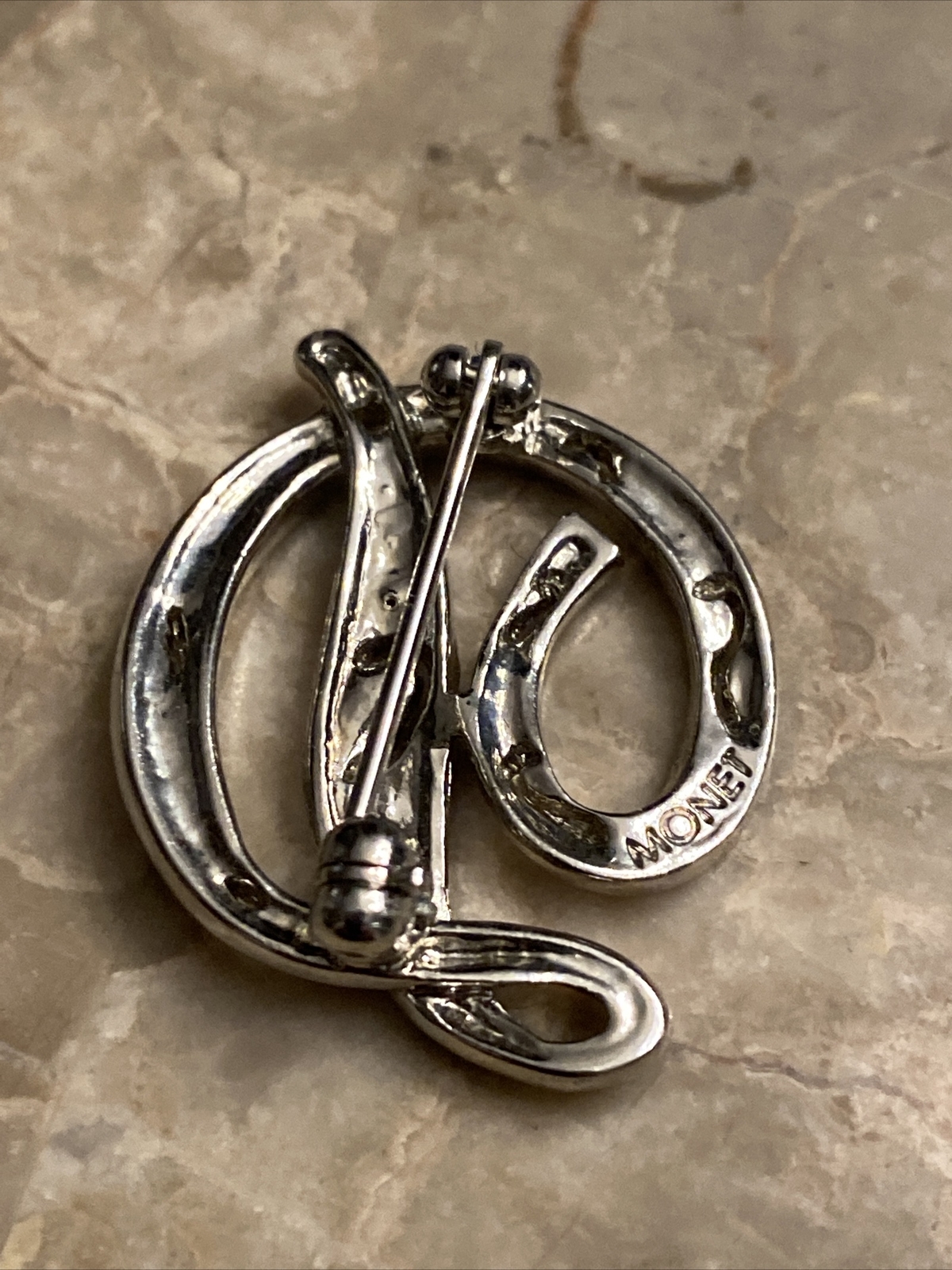 vintage Monet initial D in script with cubic zirconia… - Gem