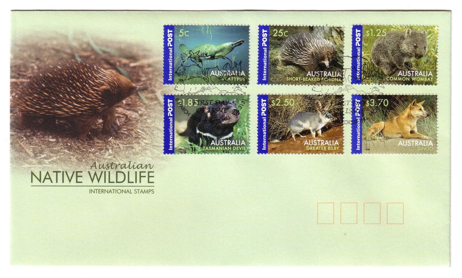 Australia 2006 - Australian Native Wildlife Set of 6 International Post ...