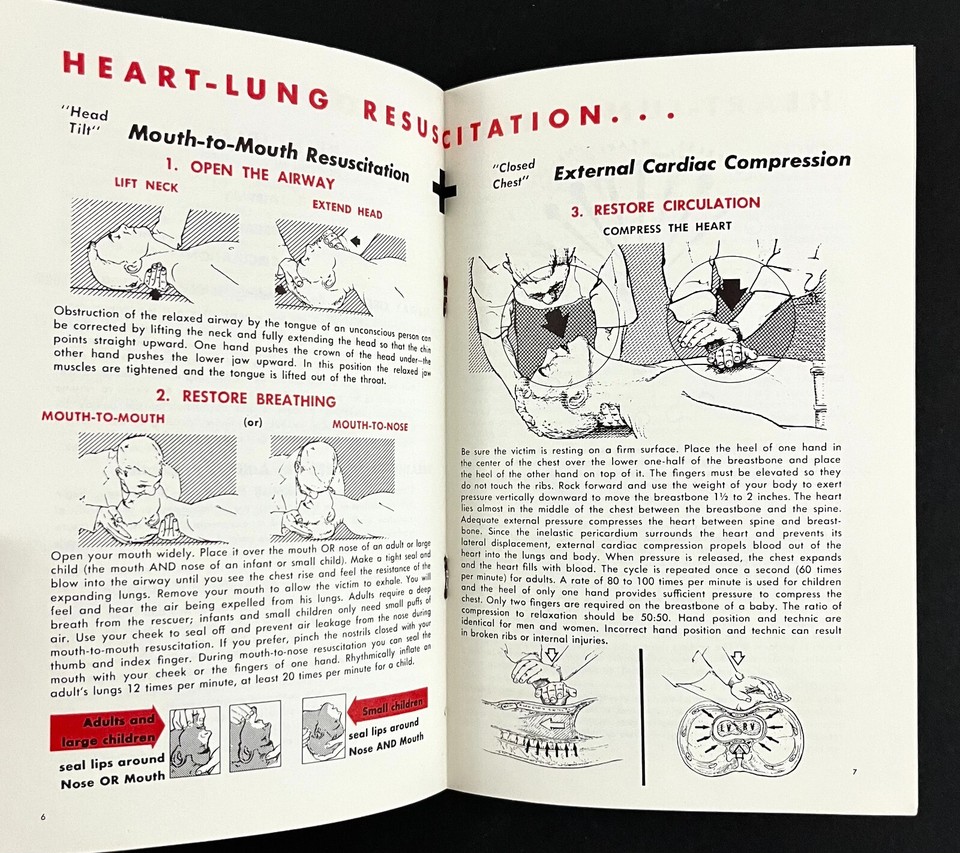 1964 Heart Lung Resuscitation Medical Safety Vintage Booklet Michigan ...