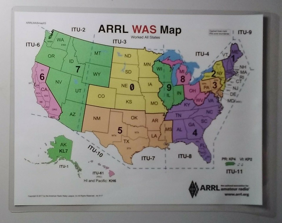 ARRL Frequency Chart PLUS Q- Signals Chart For US Amateur Radio 5 Mil ...