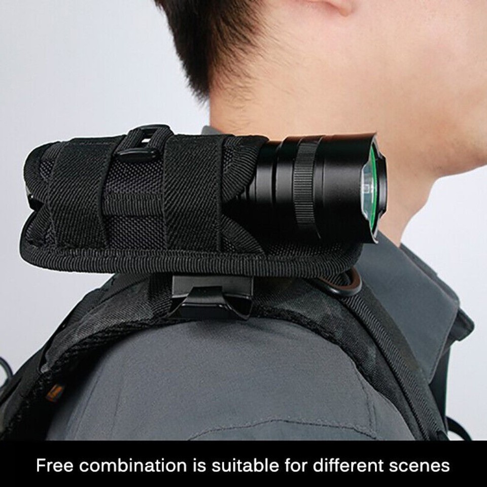 Tactical Nylon Molle Flashlight Holder Belt Holster Flashlight Torch ...
