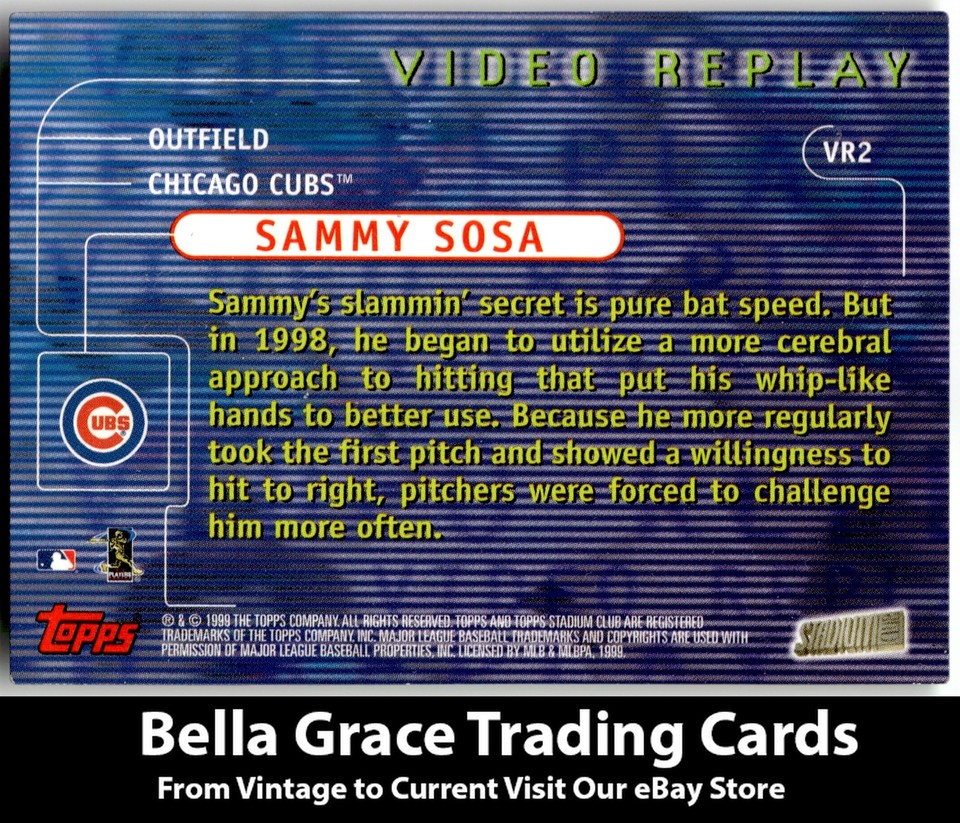 1999 Stadium Club Sammy Sosa #VR2 Chicago Cubs Video Replay MLB ...
