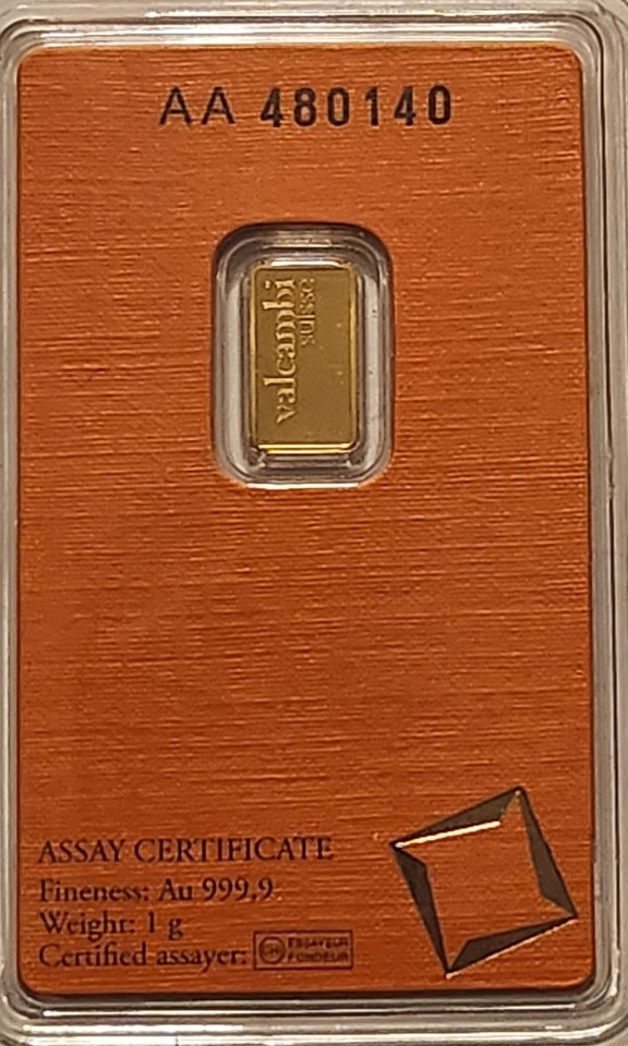 Valcambi Suisse 1g Gold Bar .9999 Fine – Sealed Assay Card | eBay