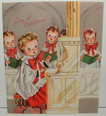 Die-cut Organ, Choir, Altar Boys - 1950's Vintage Christmas Greeting ...