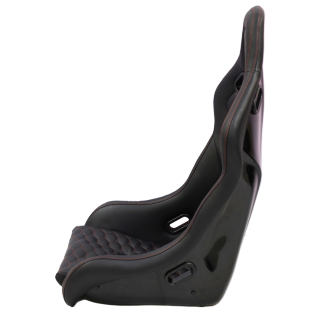 1PC Universal Fiberglass Back Racing Seats, Black Leather Fixed Bucket ...