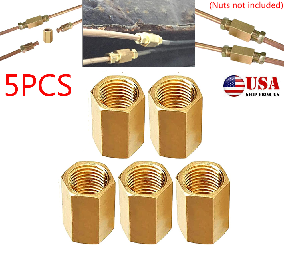 5Pcs Inverted Flare Brake Line Union For 3/16" Tube Fittings (3/8"-24 ...