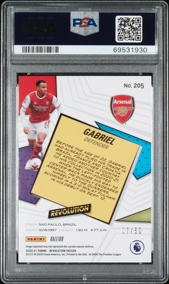 2020-21 Gabriel Panini Revolution Kaleido Arsenal Rookie Card 7/50 PSA ...