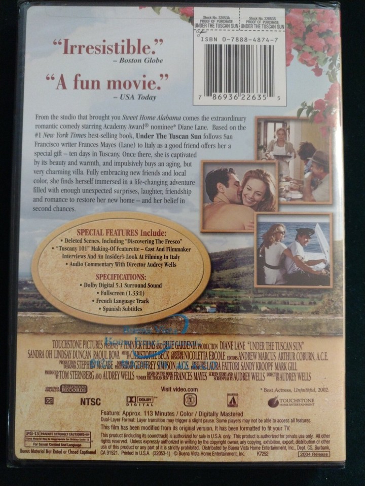 Under the Tuscan Sun (DVD, 2004) Diane Lane 786936238679| eBay