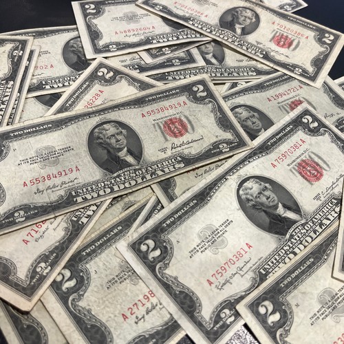 1953 Two Dollar Bills • Average Circulated Two Dollar ($2) Red Seal ...