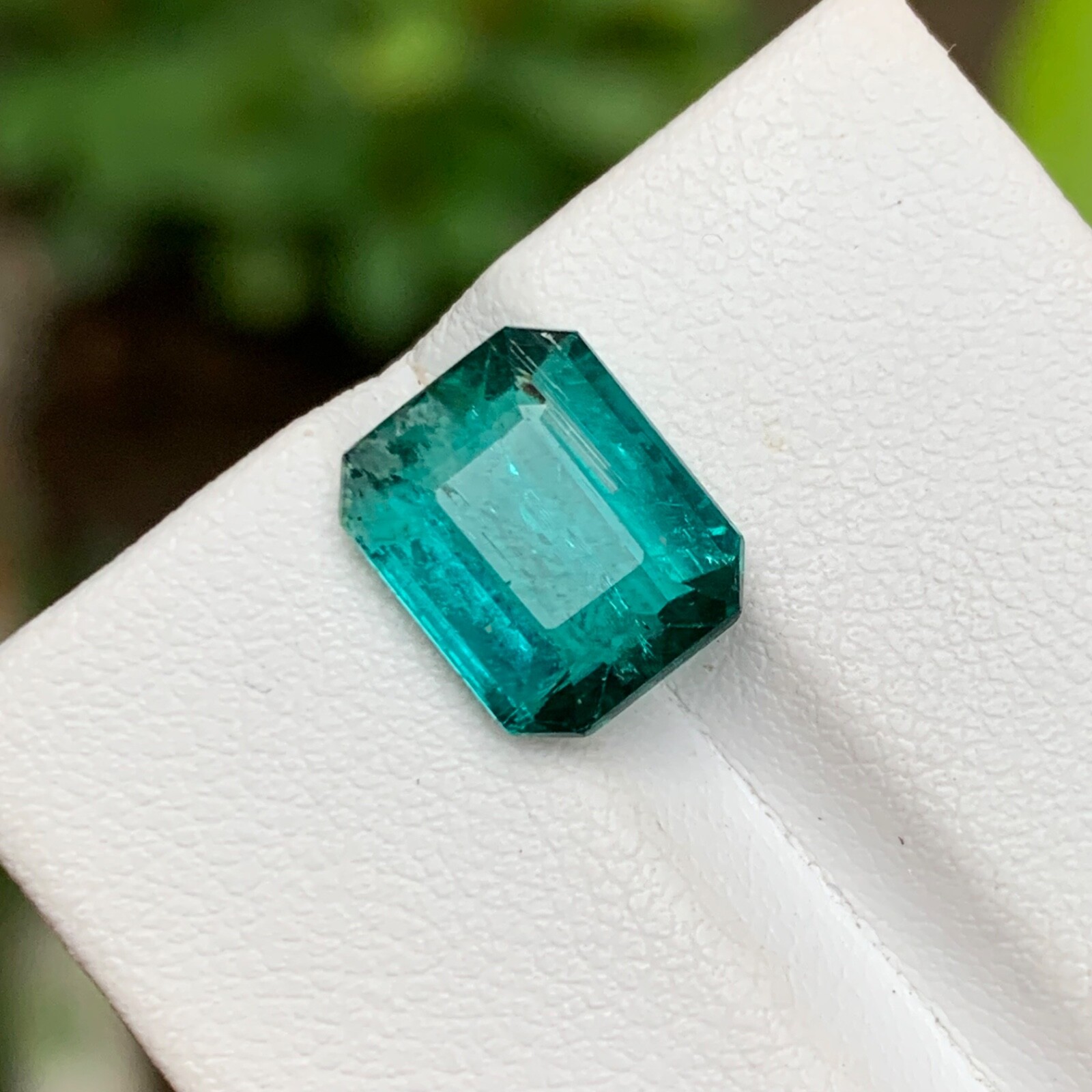 Neon Greenish Hue Blue Natural Tourmaline Gemstone 4 Ct Emerald Cut ...