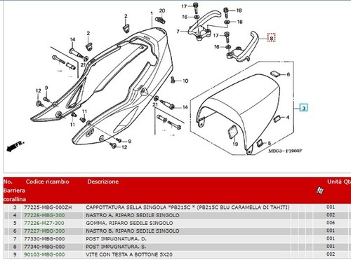 Housse De Selle Post. PB215C Code.77225MBG000ZH PB215 | eBay