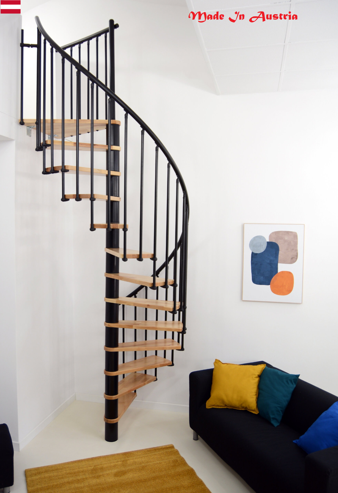 Indoor Spiral Staircase Kit Solid Beech Wood Step PVC Handrail to 3.09m ...