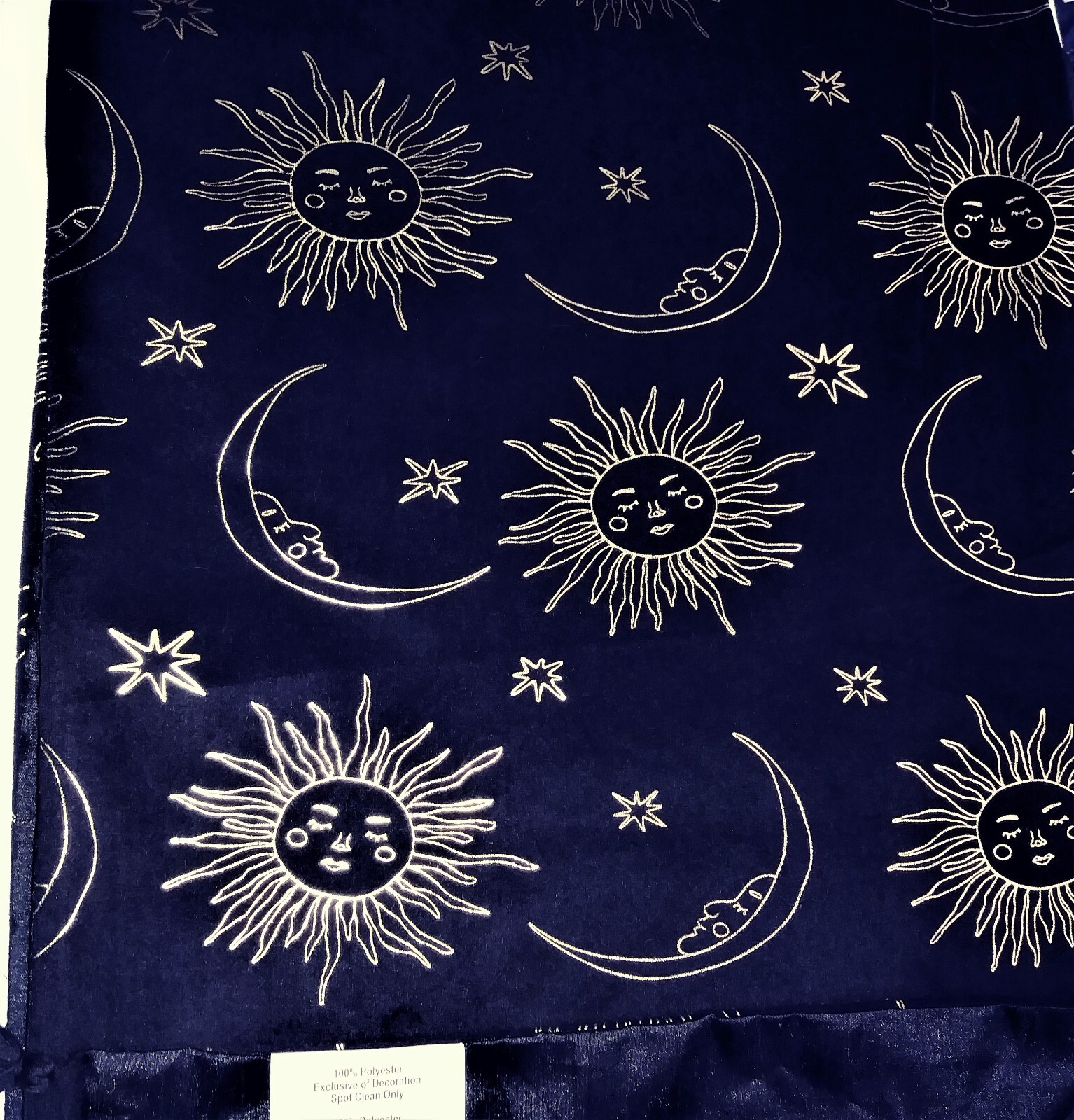 NWT Black/Gold Celestial Sun Moon Star 16x80 Table Runner Halloween ...