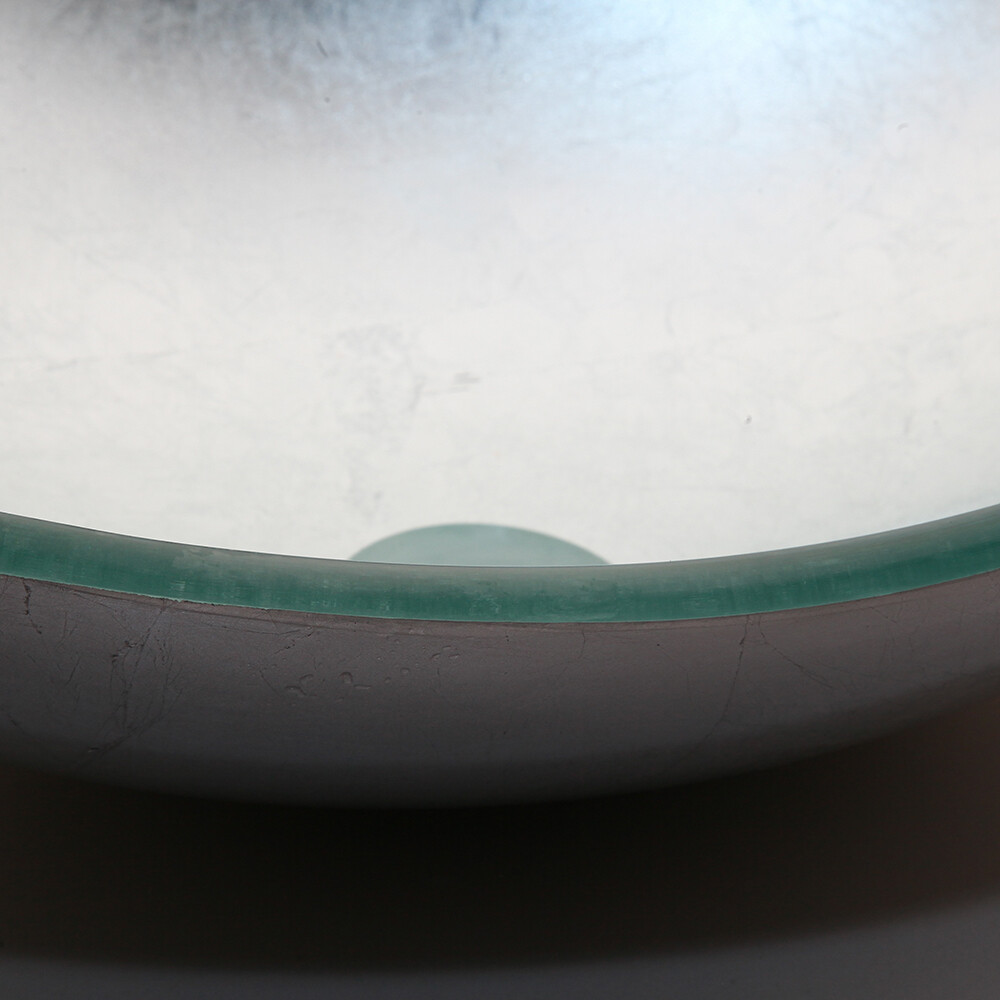 Silver Glass Oval Bathroom Countertop Wash Basin Container Bowl Sink ...