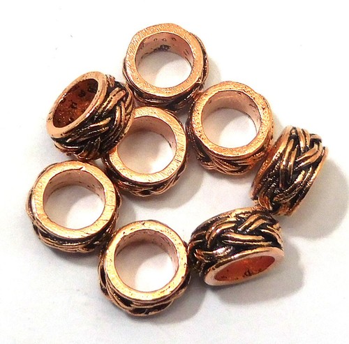 12 Pezzi 10X5MM Massiccio Rame Grande Foro Perlina Rame Antico 372 SDM ...