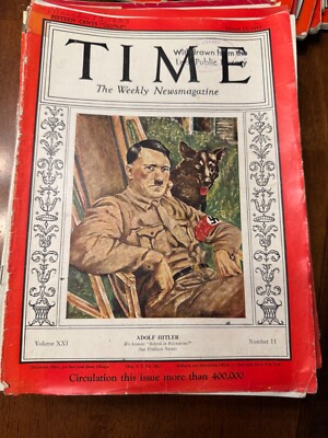 2 Magazines Adolph Hitler Time March 13, 1933 & Hindenburg Time July 16 ...