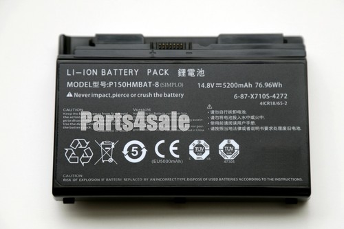 P150HMBAT-8 6-87-X710S-4271 4272 4273 4J72 Battery For Clevo P170 ...