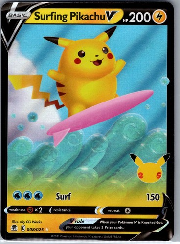 Surfing Pikachu V 008/025 Celebrations - Pokemon Card - NM | eBay