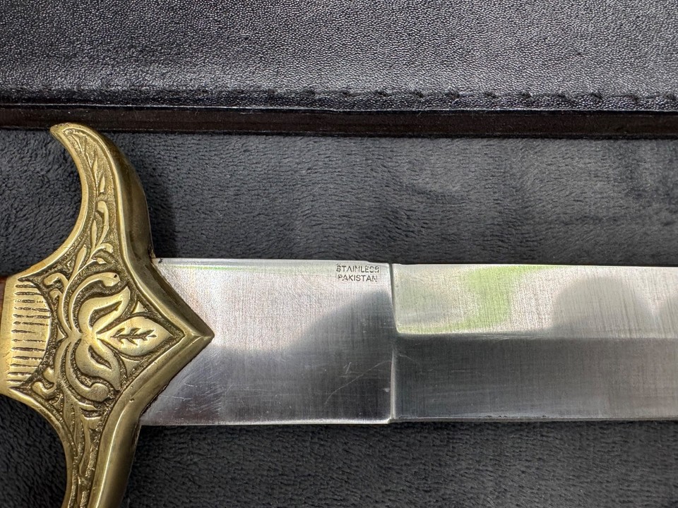 Stainless Steel Medieval-style Arming Short Sword Wood & Brass. Leather ...