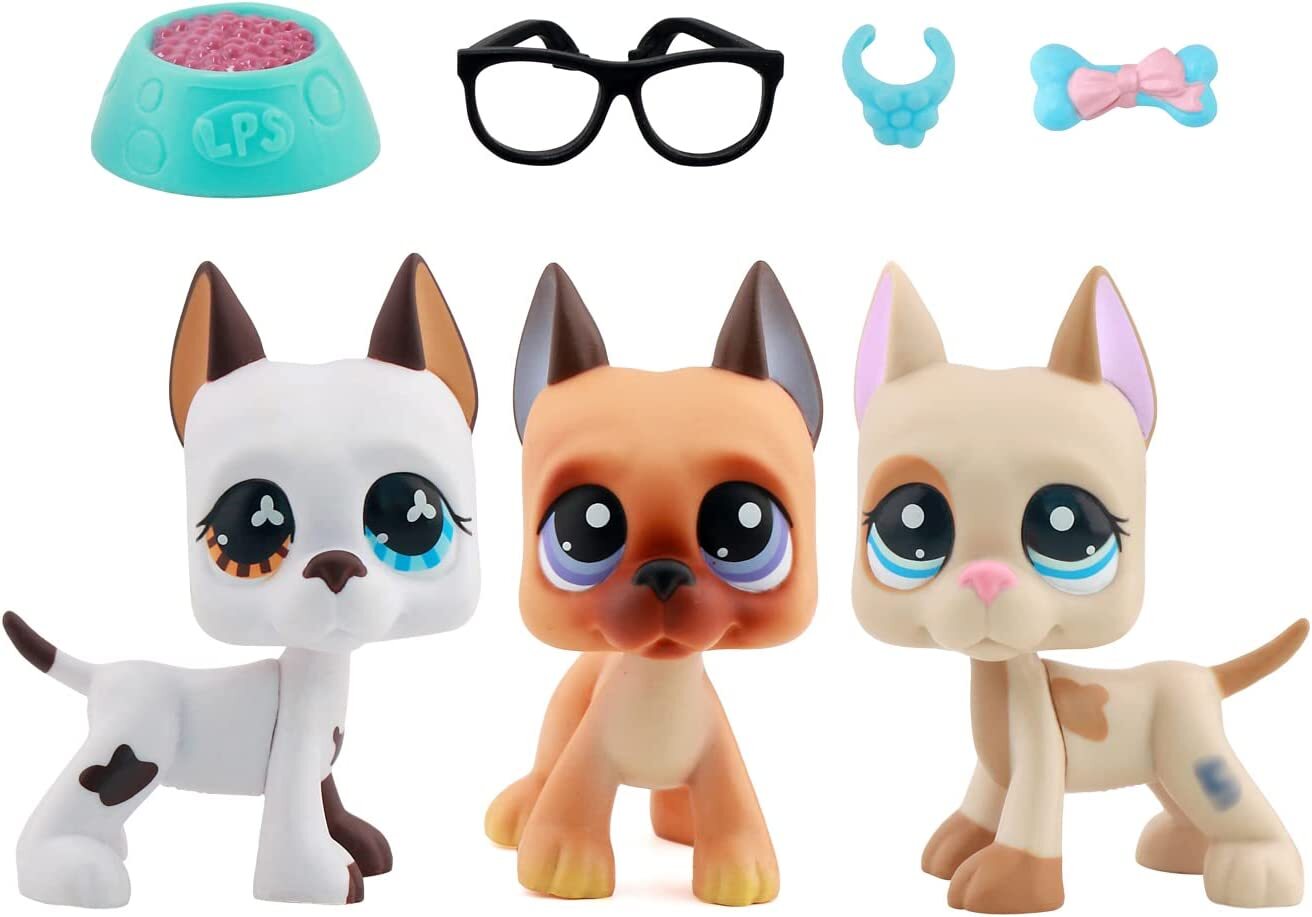 3pcs Pet Shop LPS Great Dane 577 244 1647 with lps Accessories Lot Who ...