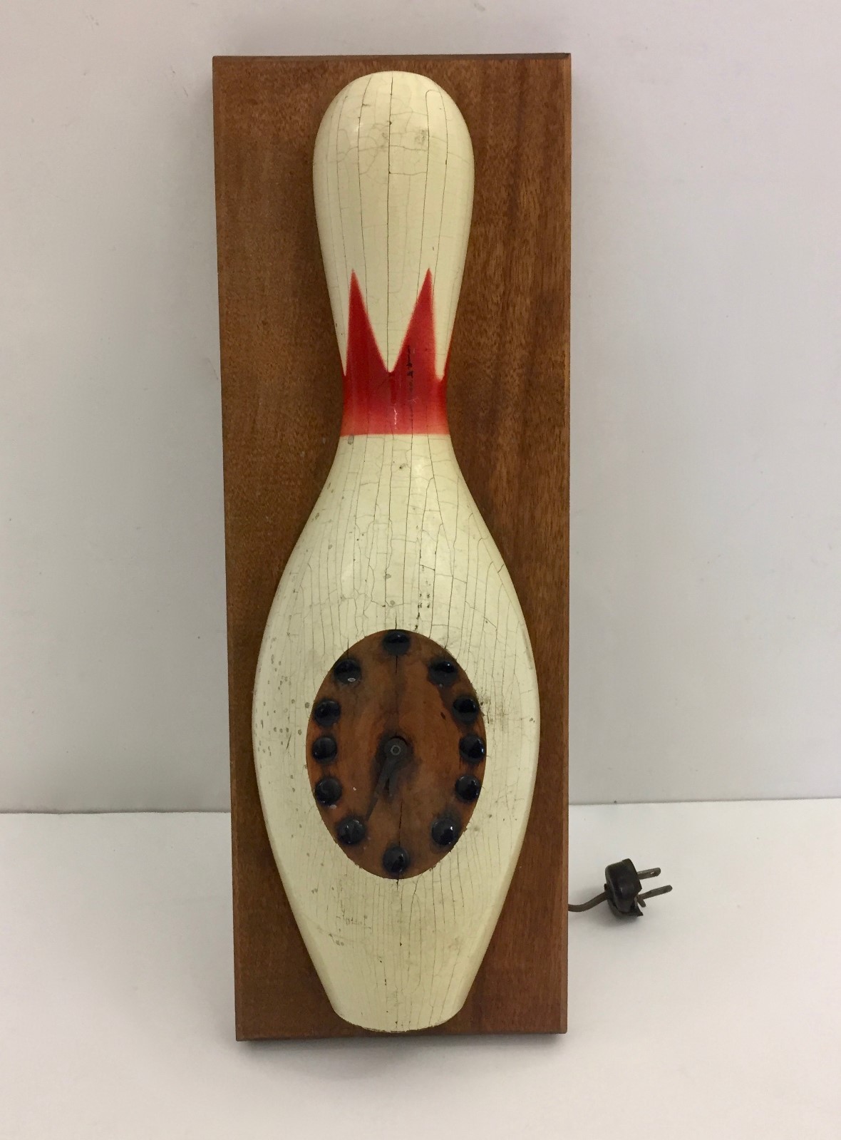 BOWLING PIN GE CLOCK GE clockwork mechanism wooden vintage | eBay