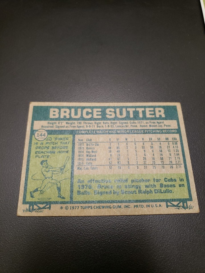1977 Topps # 144 Bruce Sutter (ROOKIE) RC Baseball Card, Cubs | eBay