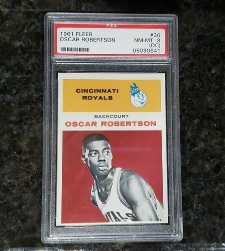 1961 PSA NR-MINT 8 OSCAR ROBERTSON FLEER BASKETBALL ROOKIE CARD RC #36 ...